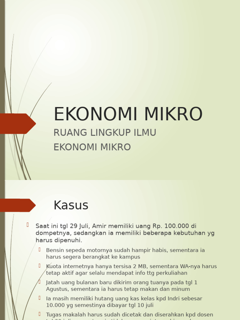Pertemuan 1 - Konsep Dasar Dan Ruang Lingkup Ekonomi Mikro | PDF