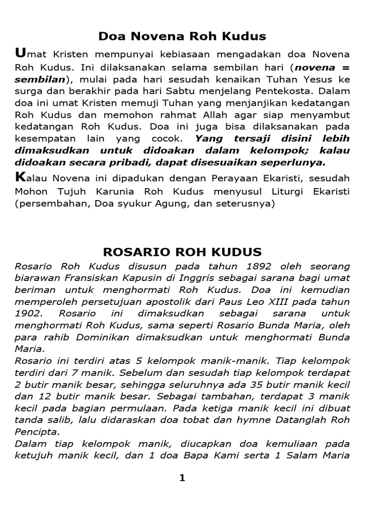 Doa Novena Dan Rosario Roh Kudus | PDF