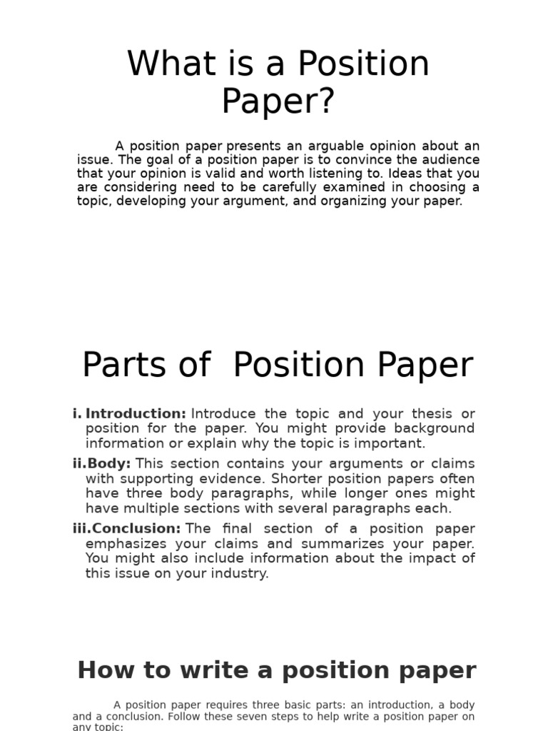 What Is A Position Paper - EAPP | PDF | Argument | Thesis