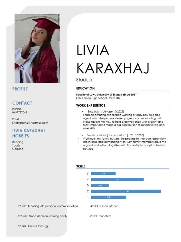 Livia Karaxhaj: Law Student Profile | PDF