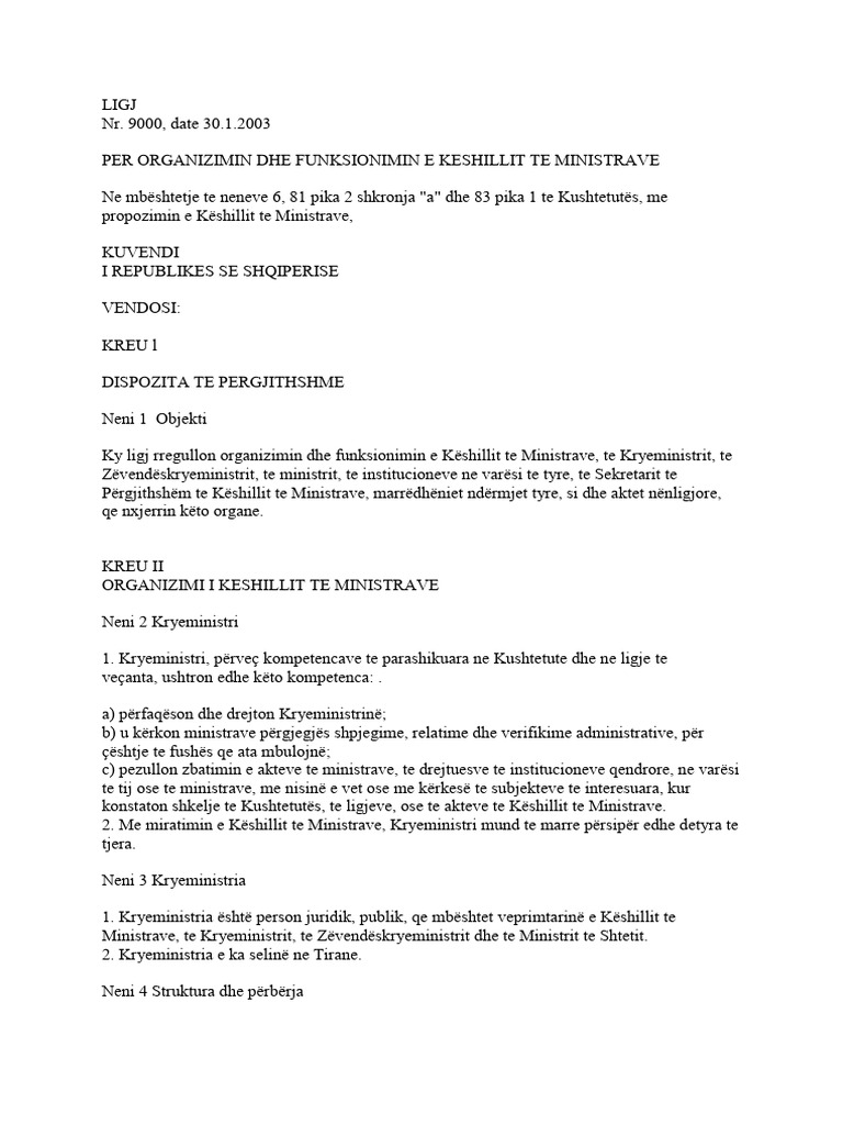Ligj 9000 30.01.2003 | PDF