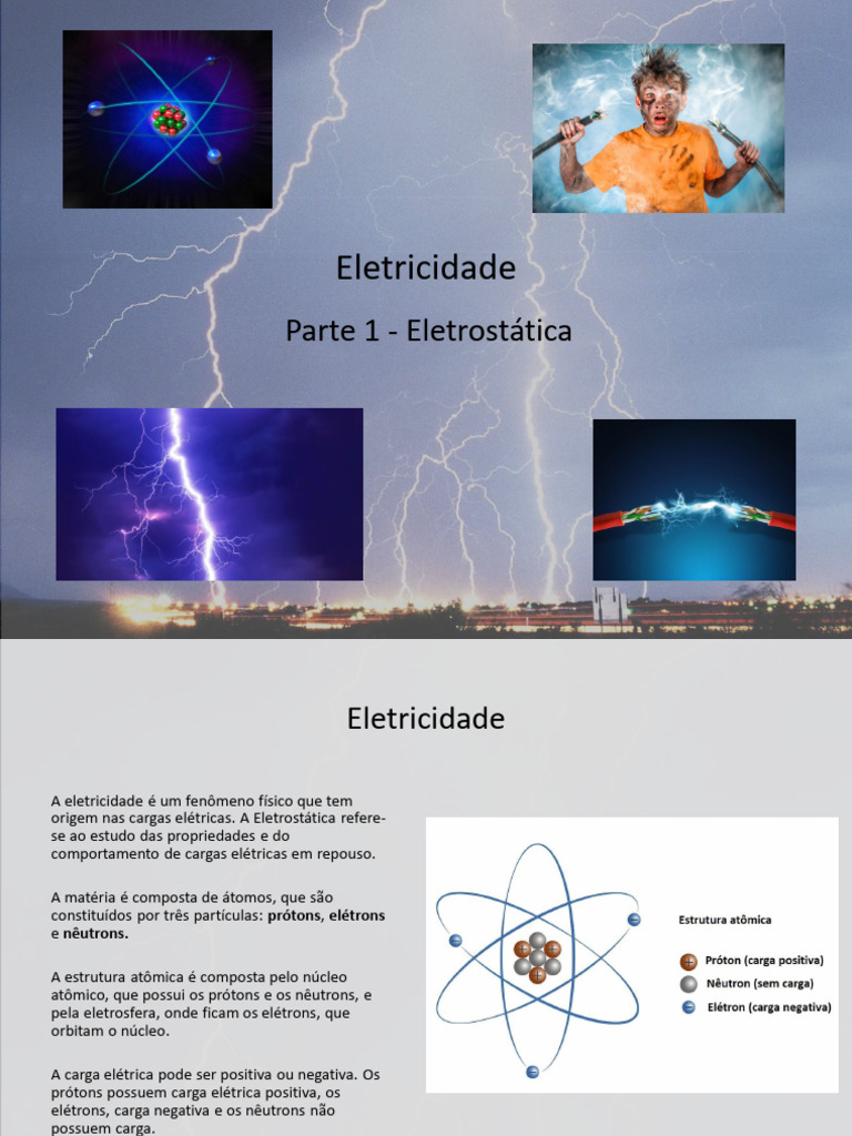 Aula 9° Ano Semana 20 Eletricidade Parte 1 Eletrostática | PDF | Carga elétrica | Elétron