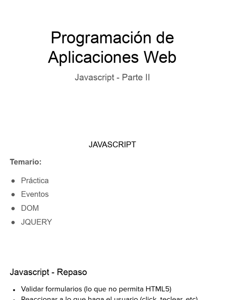 Javascript Parte 2 | PDF | J Query | Modelo de objeto de documento