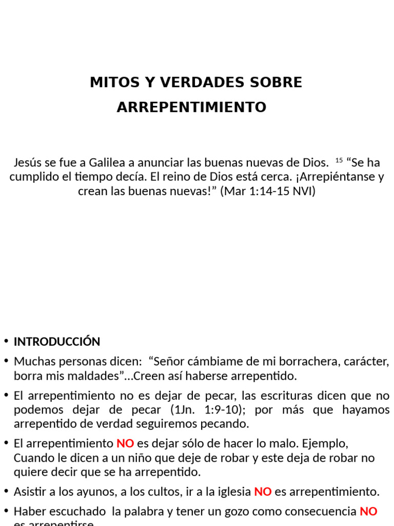 Arrepentimiento: Mitos y Verdades | PDF | Pecado | Jesús