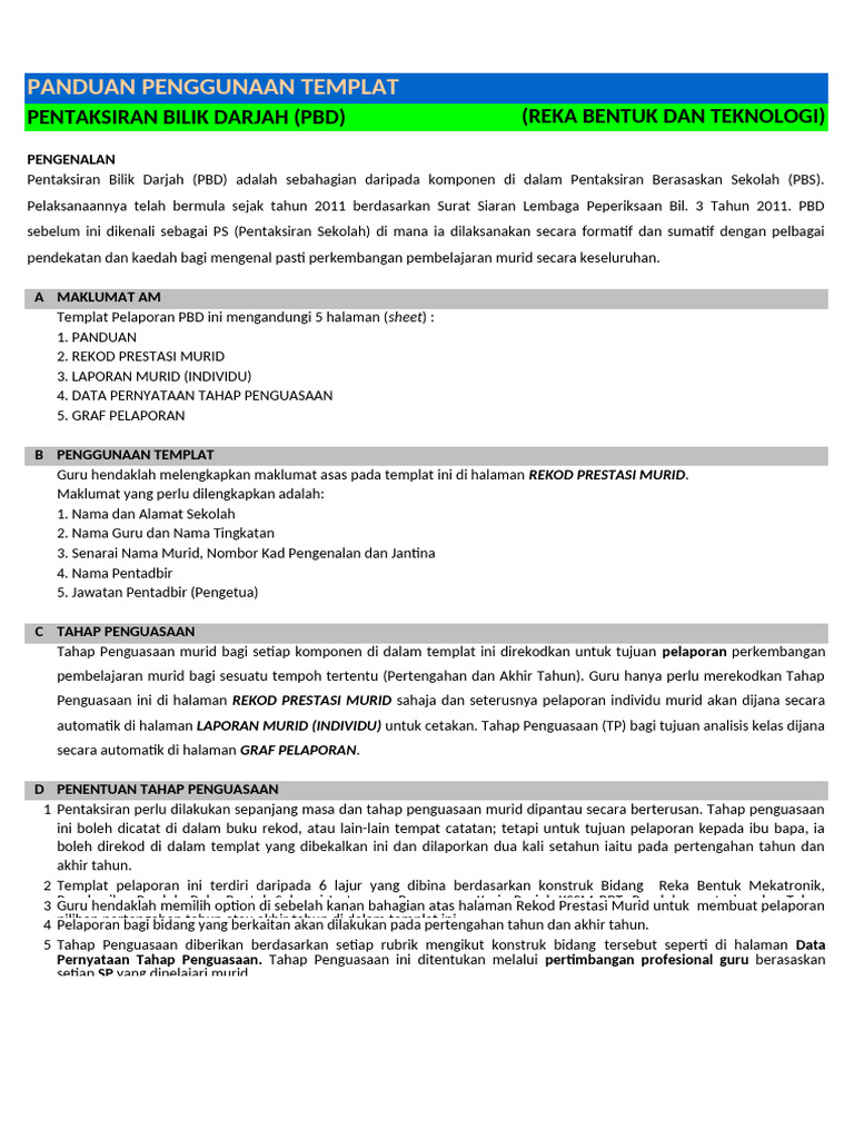 TEMPLAT PELAPORAN PBD RBT Ting 3 Beta | PDF