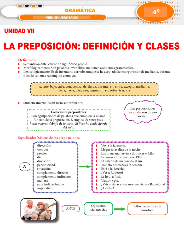 Definición y Clases de Preposiciones | PDF | Preposición y Postposición ...