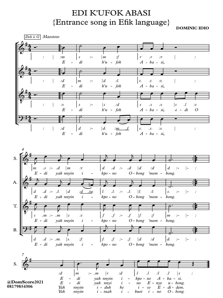 Entrance Song in Efik Language | PDF