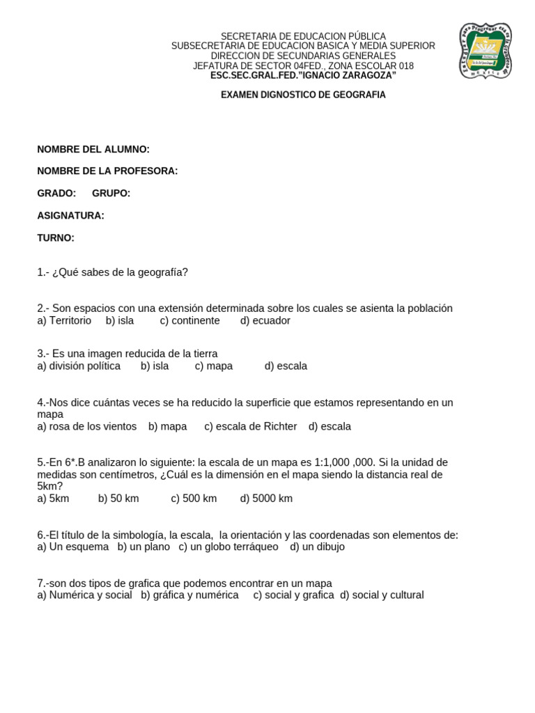 examen de geografia | PDF | Américas | Mapa