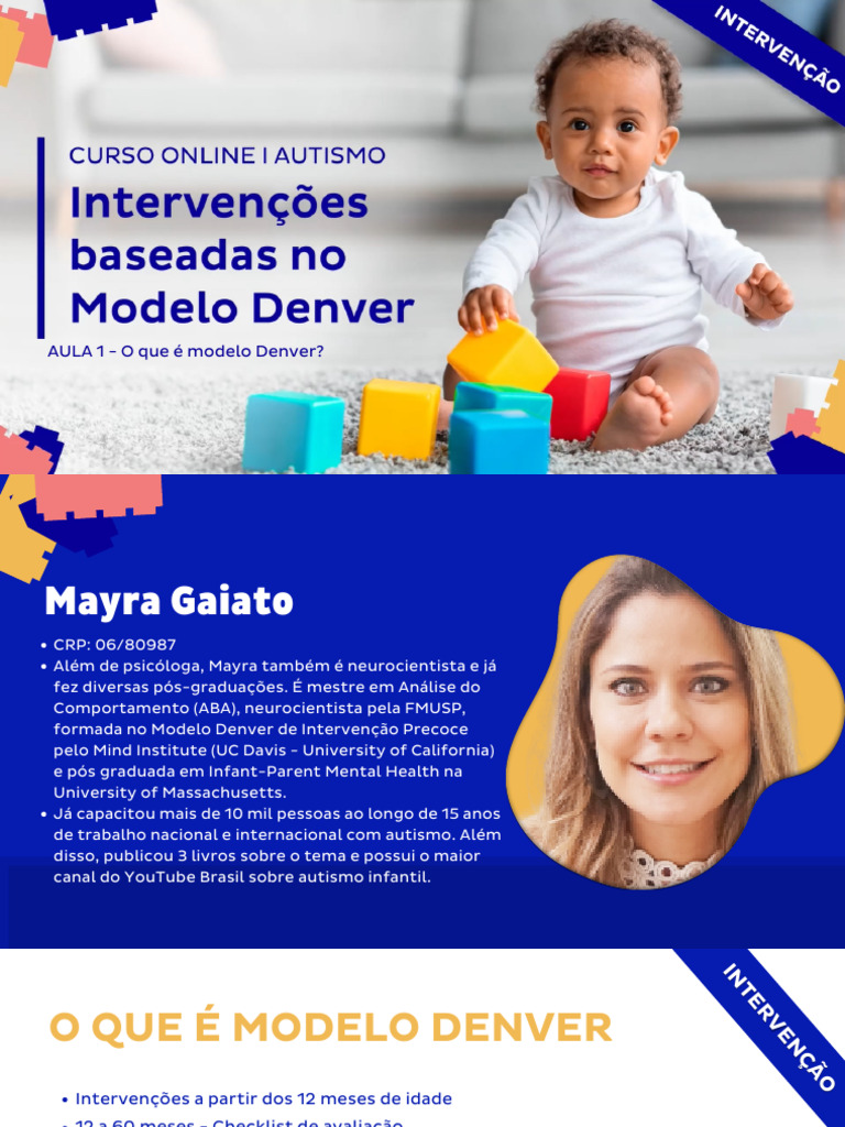 aula-01-o-que-e-modelo-denver | PDF | Espectro do autismo | Aprendizado