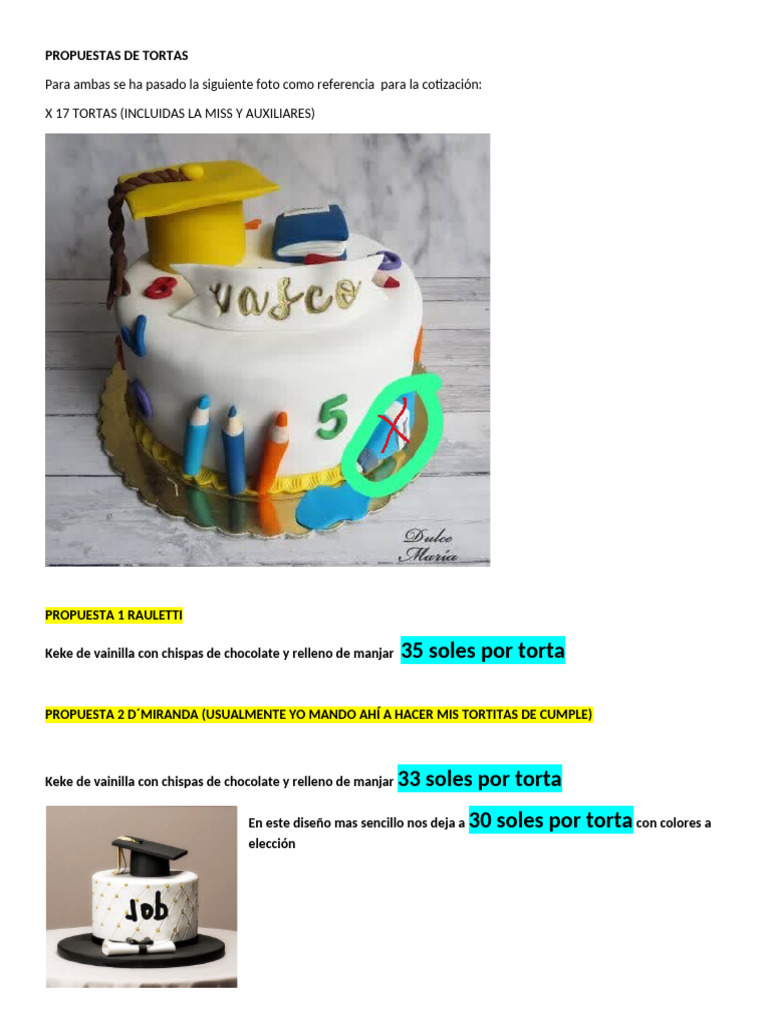 PROPUESTAS DE TORTAS | PDF