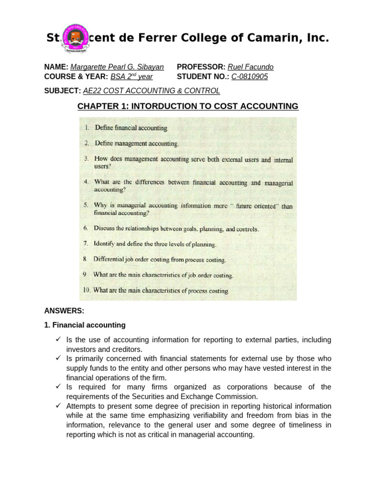 Sibayan - Chapter 1&2 Answers | PDF | Business | Financial Economics