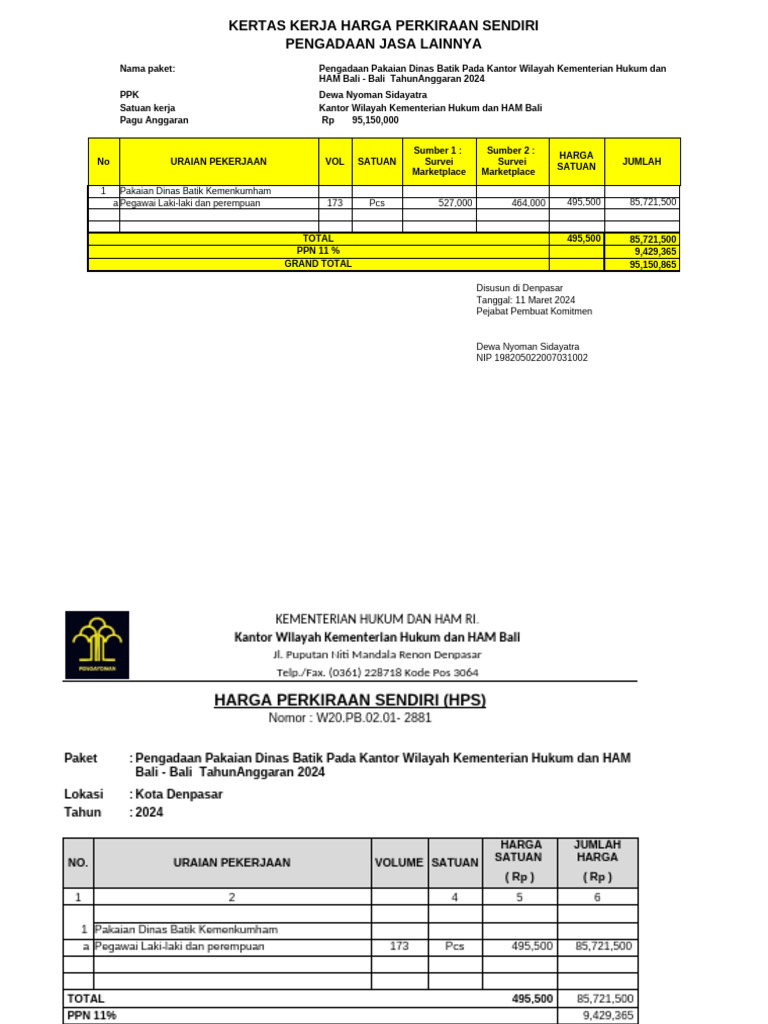 Harga Perkiraan Sendiri HPS | PDF