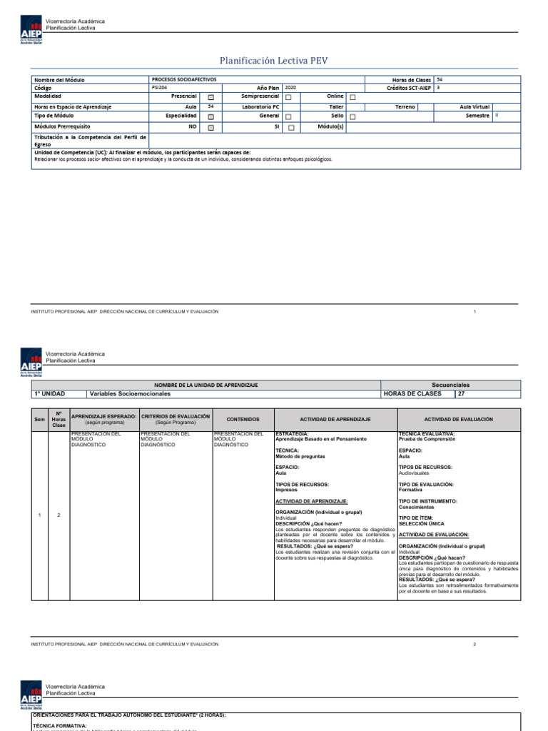 Psi204 Pev 2022 2 | PDF | Evaluación | Plan de estudios