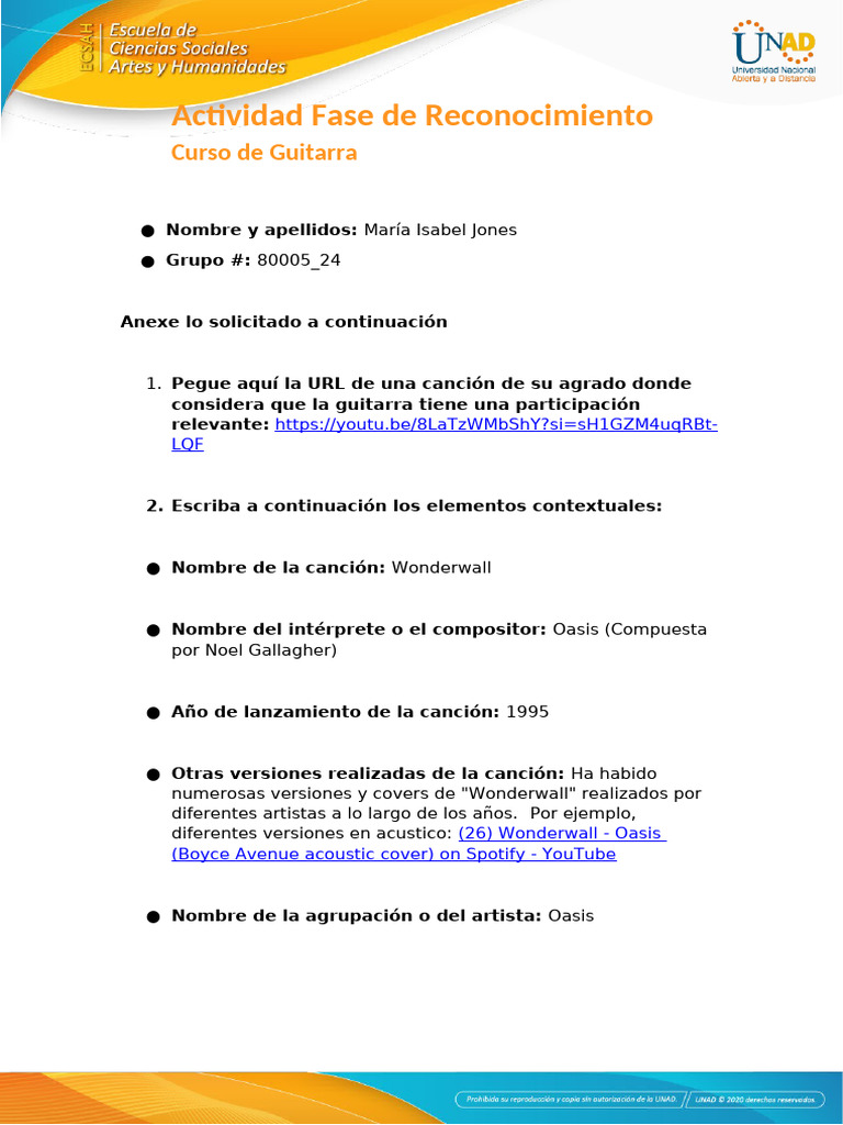 ENTREGA FASE DE RECONOCIMIENTO GUITARRA FORO - María Isabel Jones | PDF ...