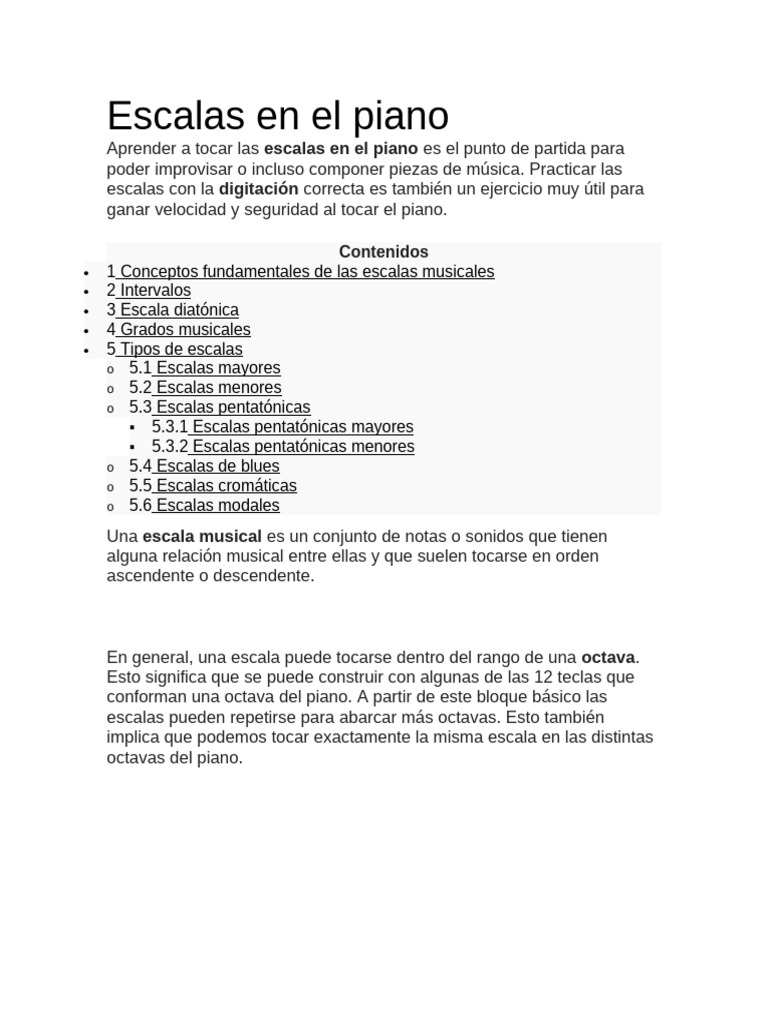 Escalas en El Piano Grado 1-3 | PDF | Escala (música) | Modo (música)