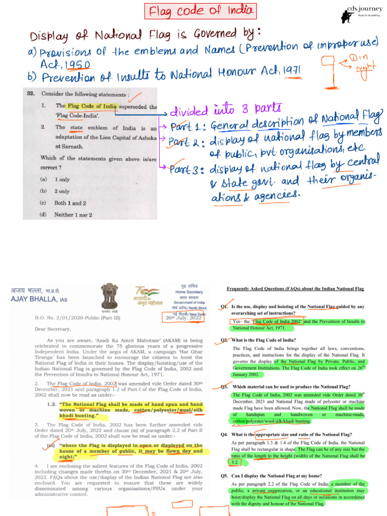One Pager - Flag Code of India | PDF