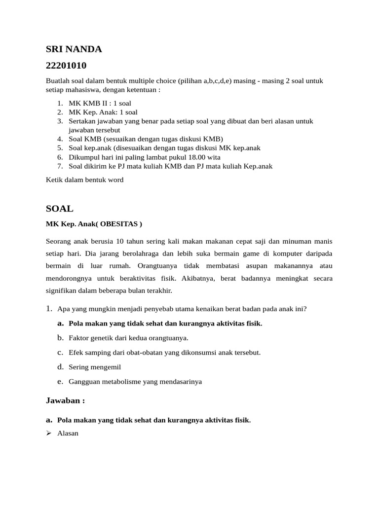 SRI NANDA (22201010) MK Kep. Anak OBESITAS | PDF