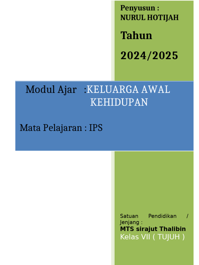 Modul IPS Keluarga Awal Kehidupan VII | PDF | Karier & Perkembangan ...
