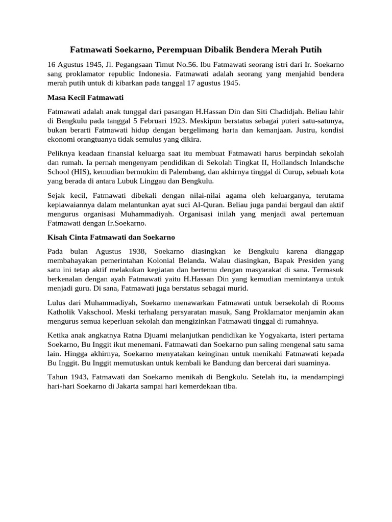 Fatmawati: Istri Soekarno dan Pahlawan | PDF | Politik | Sejarah