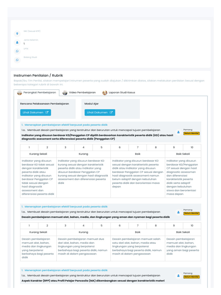 Contoh Penilaian RPP - Manajemen Uji Kinerja PPG Kemdikbudristek | PDF ...