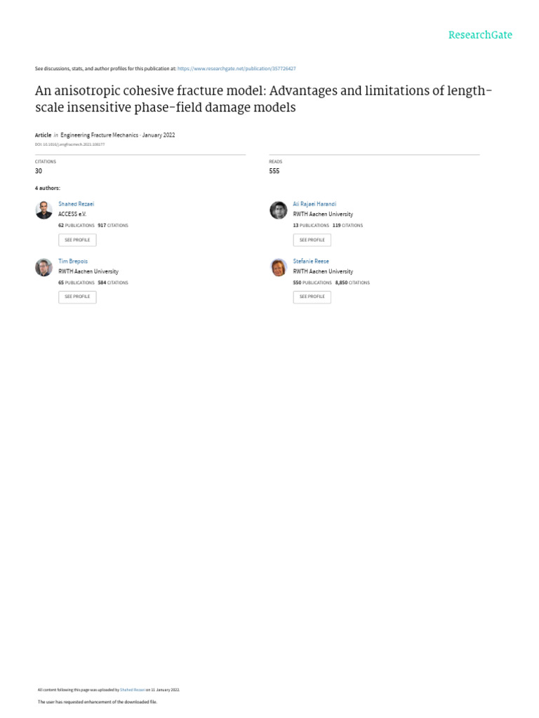 An Anisotropic Cohesive Fracture Model - Advantages and Limitations of Length-Scale Insensitive ...