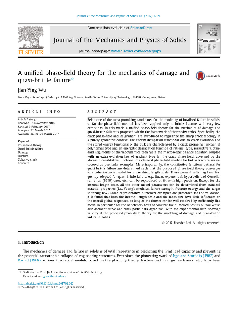 A Unified Phase-Field Theory For The Mechanics of Damage and Quasi-Brittle Failure | PDF ...