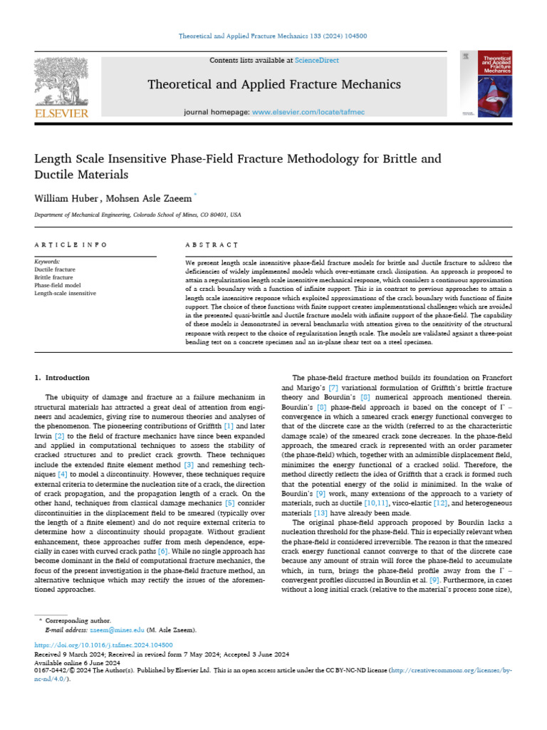 Length Scale Insensitive Phase-Field Fracture Methodology For Brittle and Ductile Materials ...