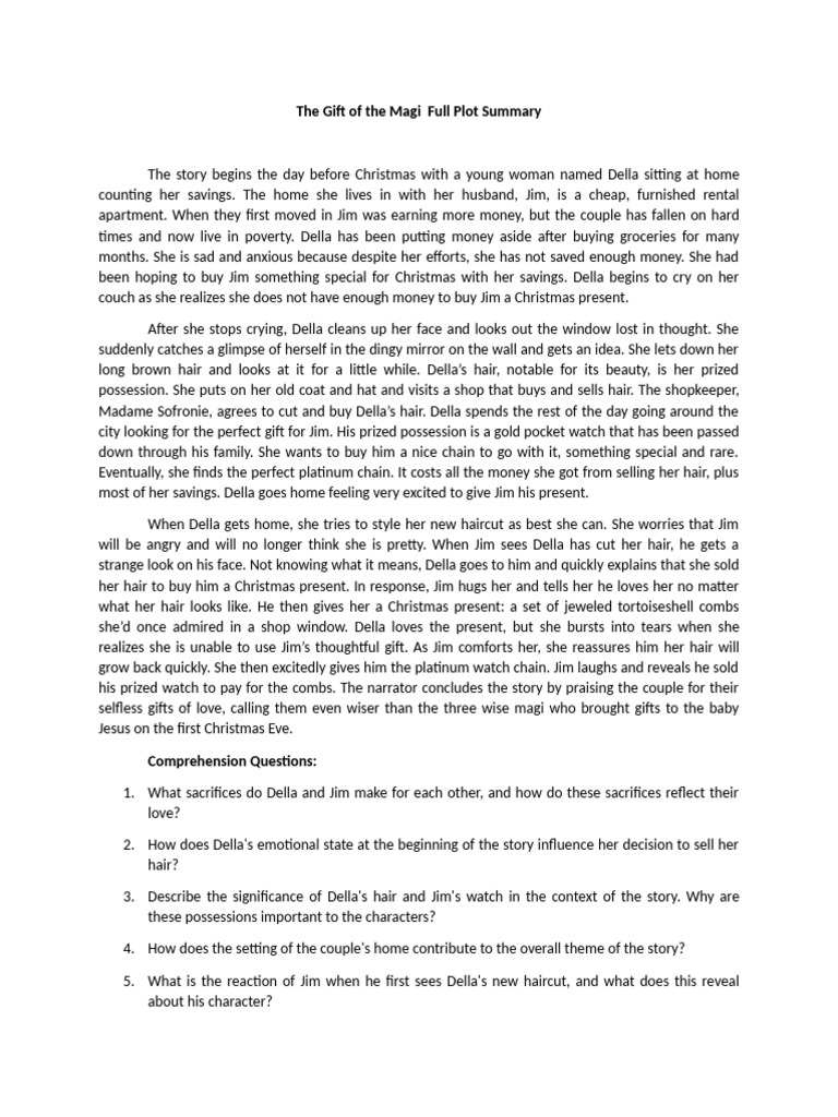 The Gift of The Magi Full Plot Summary | PDF | Home & Garden | Mystery ...