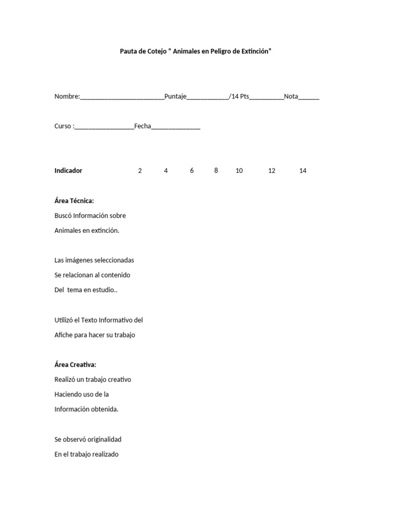 Pauta de Cotejo | PDF | Arte