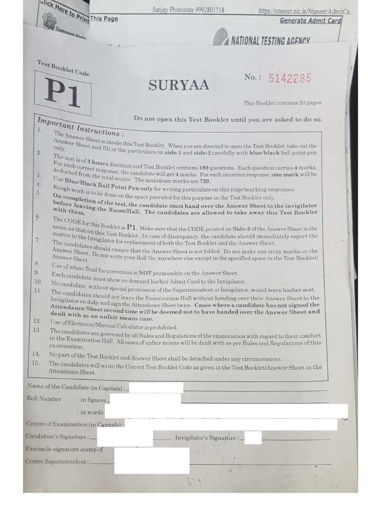 NEET 2019 Question Paper PDF | PDF