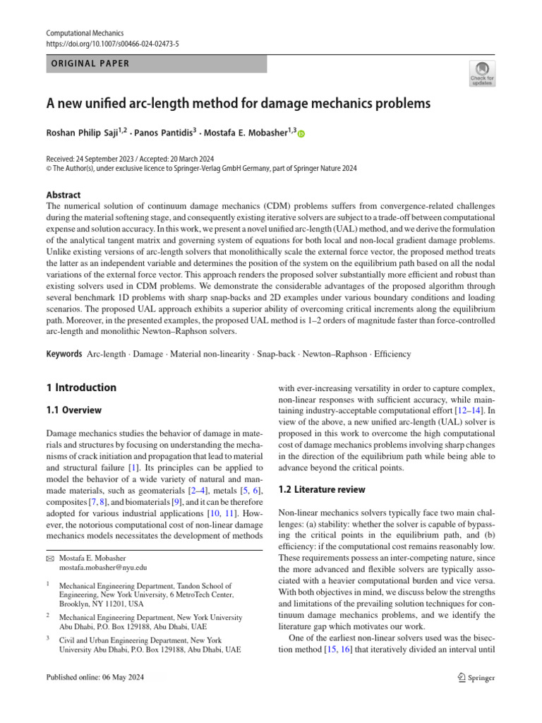 A New Unified Arc-Length Method For Damage Mechanics Problems | PDF | Elasticity (Physics ...