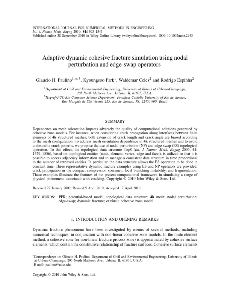 Paulino - Adaptive Dynamic Cohesive Fracture Simulation Using Nodal Perturbation and Edge-Swap ...