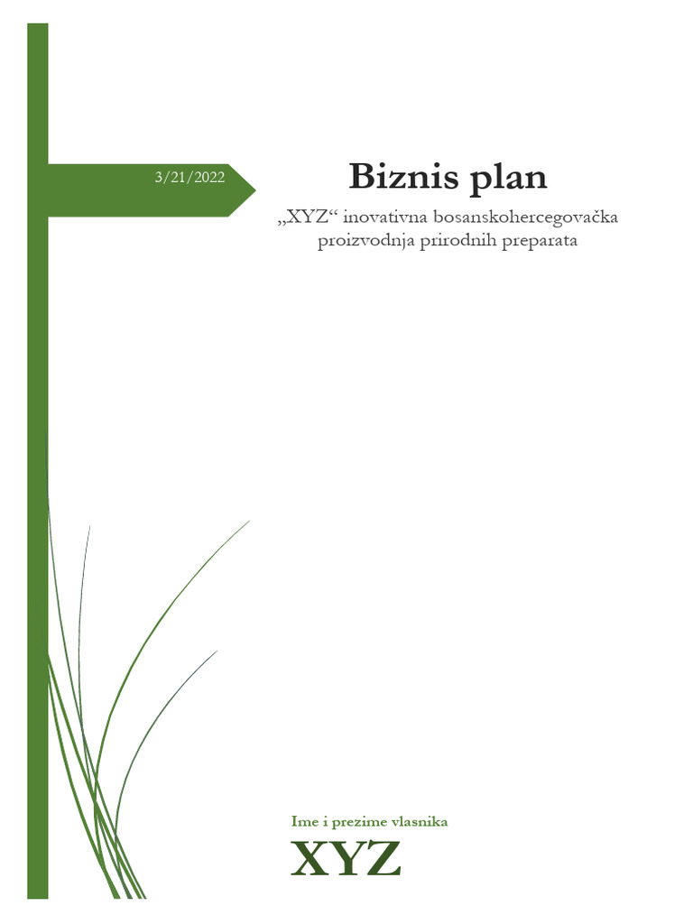 Biznis Plan Primjer | PDF