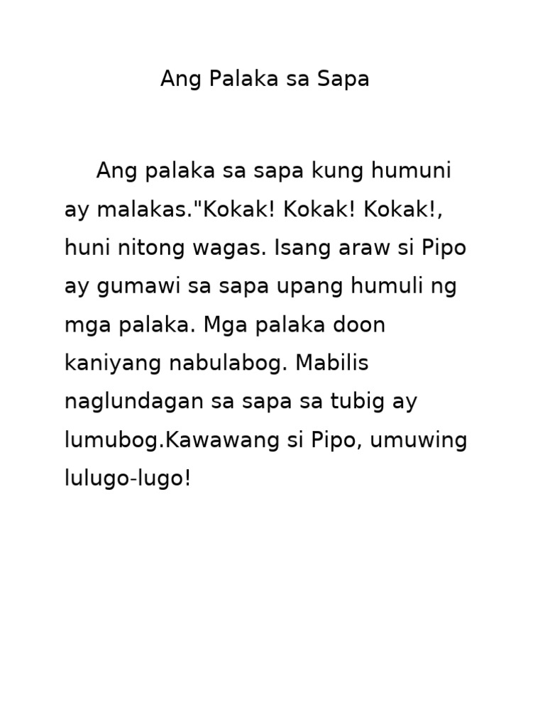 Ang Palaka Sa Sapa | PDF