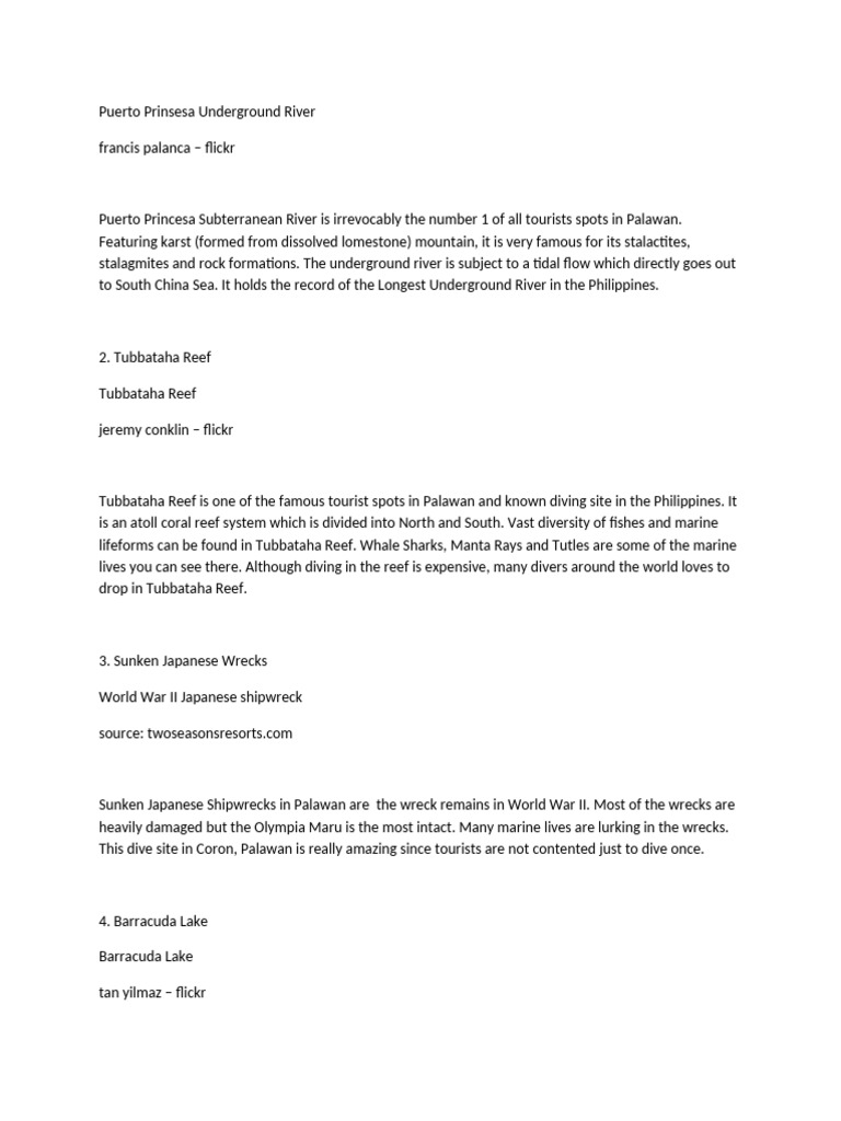 Palawan tourist-WPS Office | PDF | Oceanography | Physical Geography