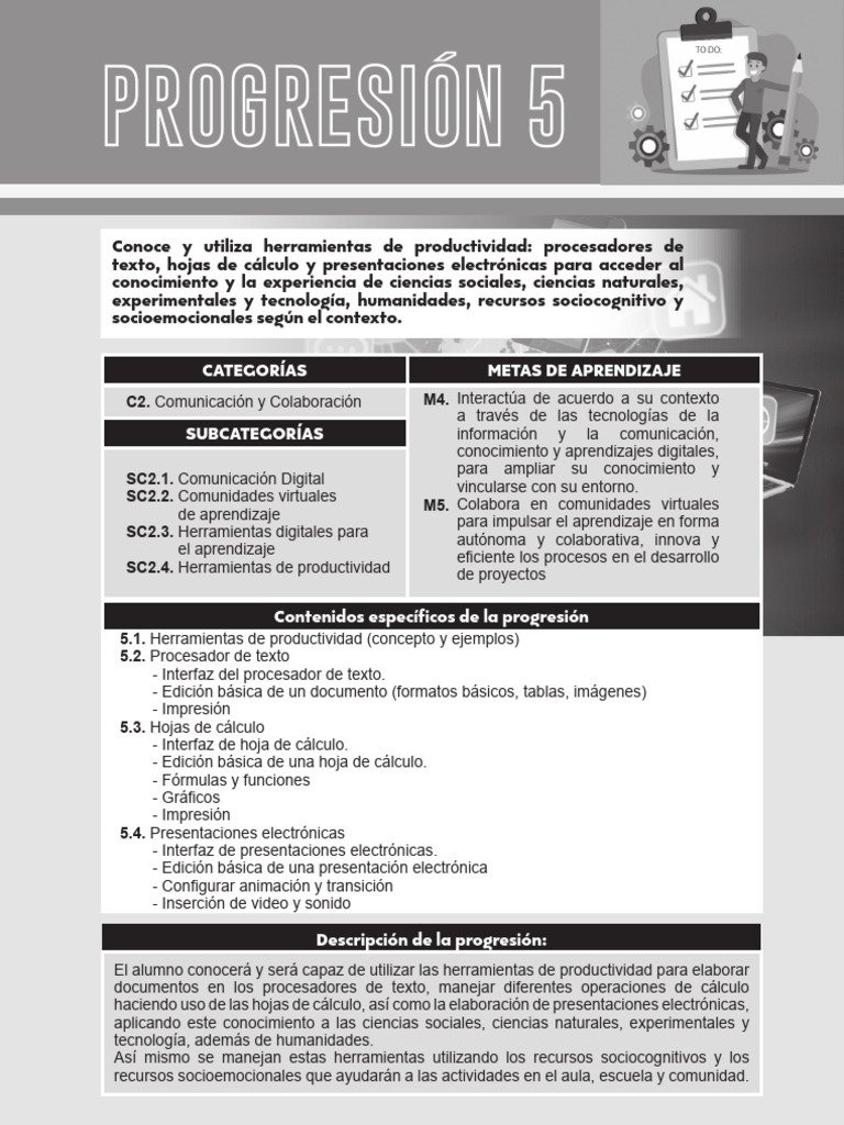 Progresion 5-Cultura Digital | PDF | Botón (Computación) | Hoja de cálculo