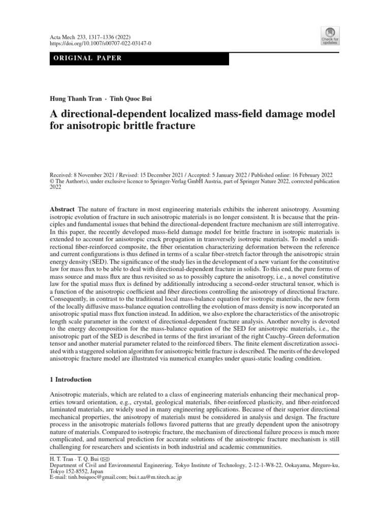 2-A Directional-Dependent Localized Mass-Field Damage Model For Anisotropic Brittle Fracture ...