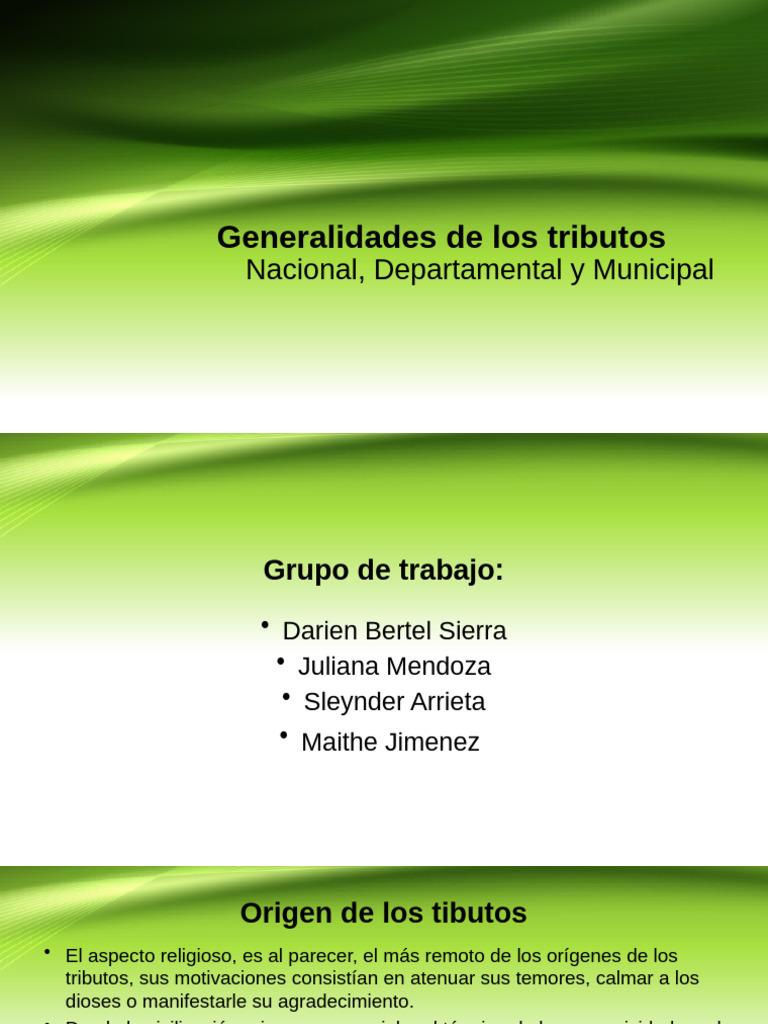 presentacion generalidades de los tributos (1) | PDF | Impuestos | Finanzas del gobierno