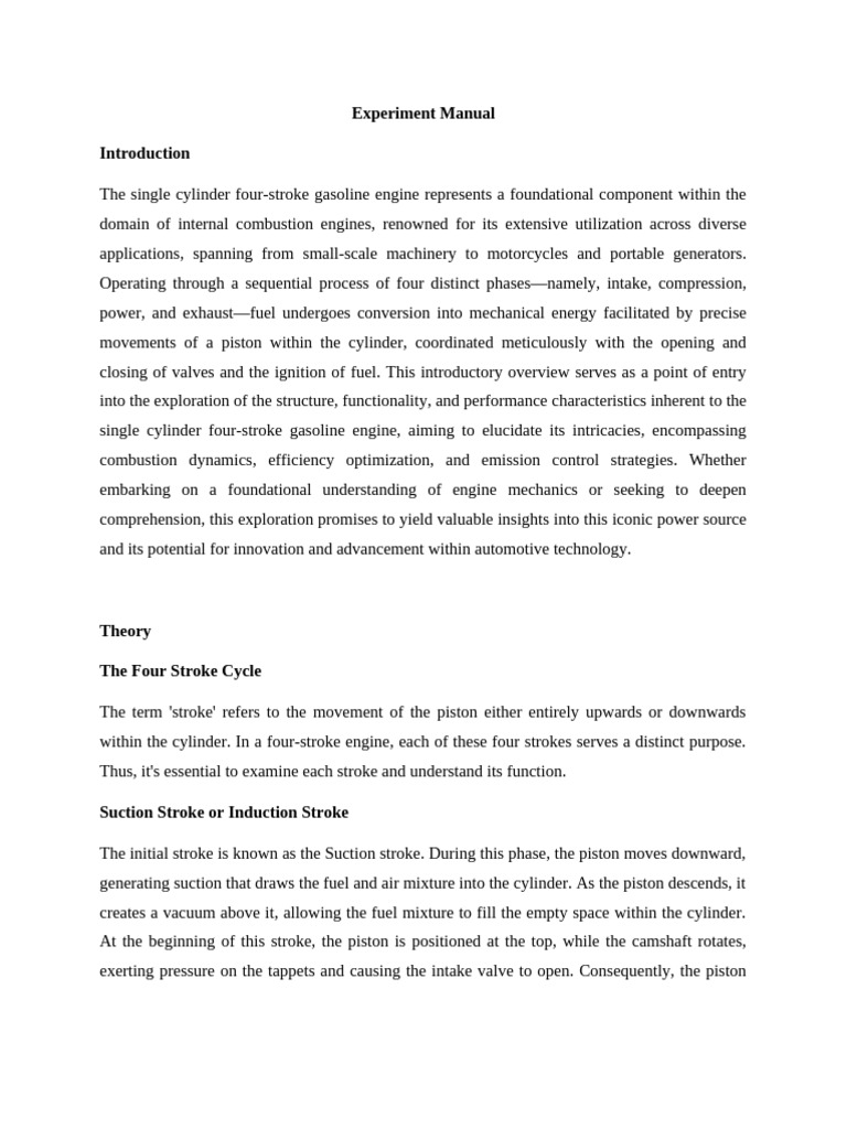 Experiment Manual | PDF | Internal Combustion Engine | Engines