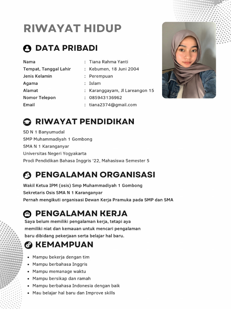 CV - Tiana Rahma Yanti | PDF