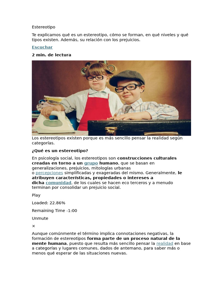 Estereotipo | PDF | Estereotipos | Pensamiento