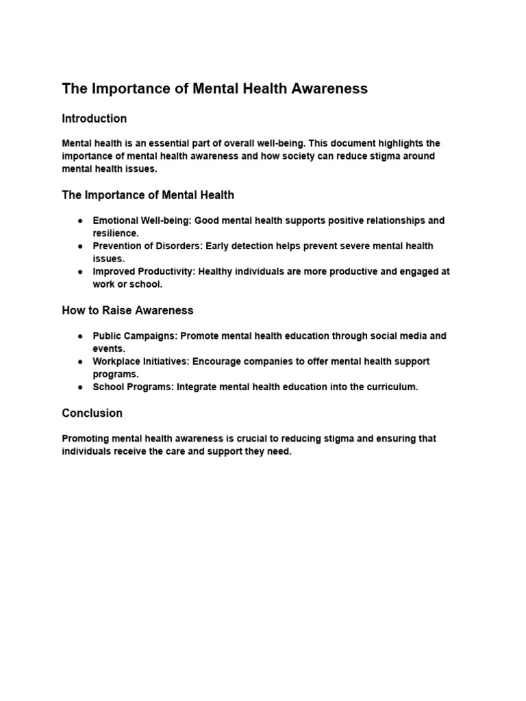 The Importance of Mental Health Awareness | PDF