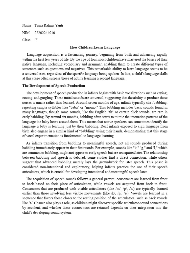 Understanding Language Acquisition in Children | PDF | Language ...