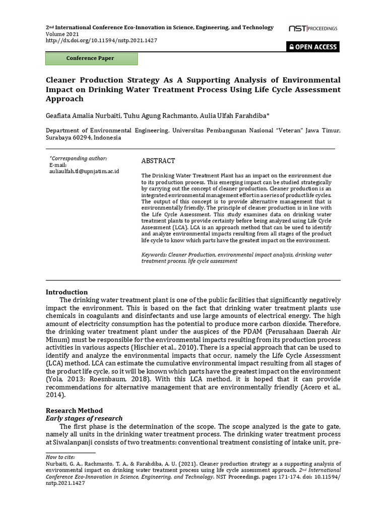 Cleaner Production Strategy As A Supporting Analysis of Environmental ...
