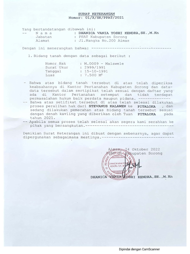 Cover Note Notaris | PDF