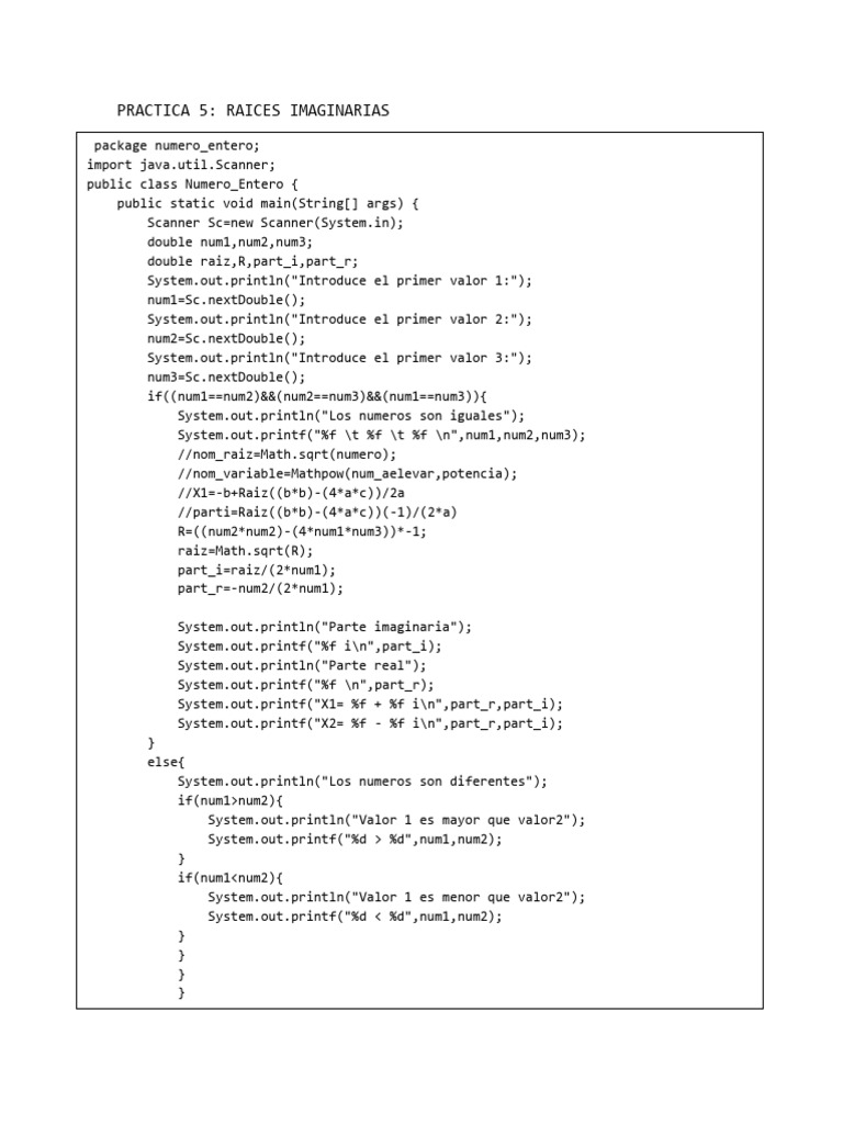 Cálculo de Raíces Imaginarias en Java | PDF