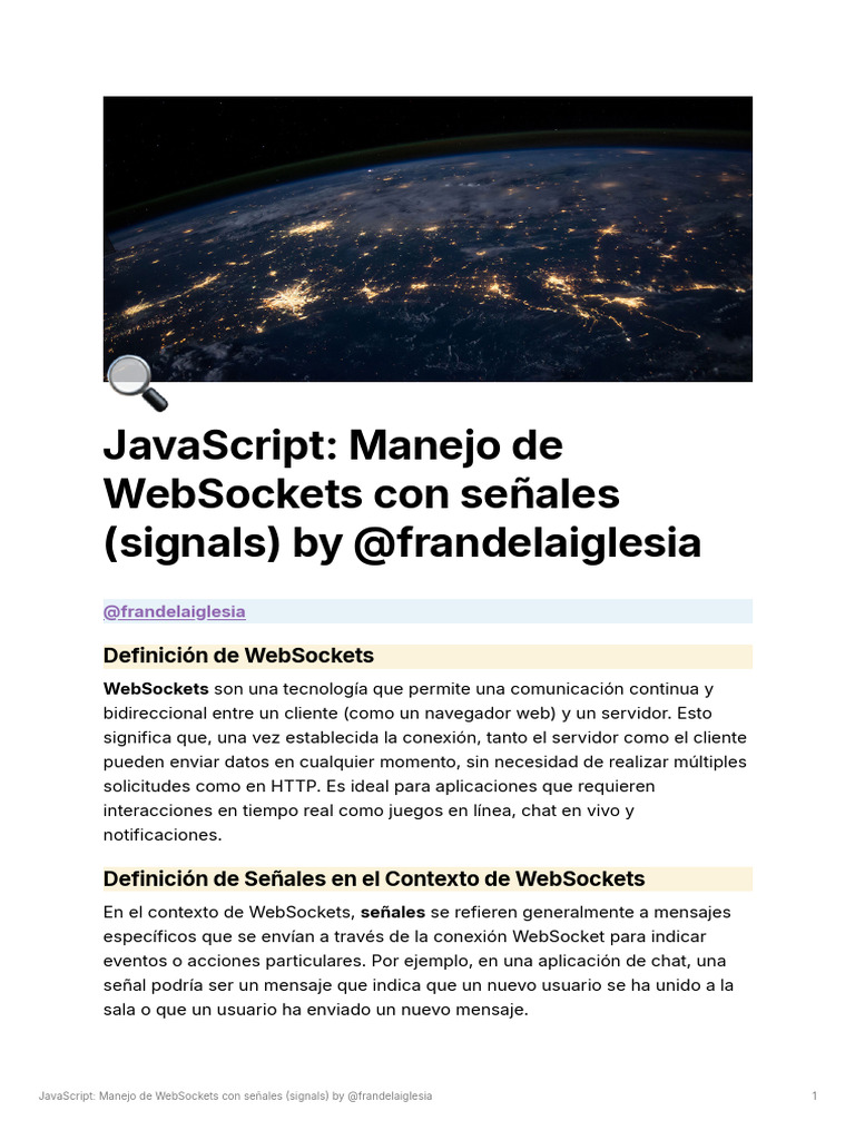 JavaScript Manejo de WebSockets Con Seales Signals by Frandelaiglesia | PDF | Hipertexto | Internet