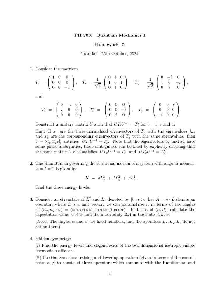 HW5_2024 | PDF | Physics | Theoretical Physics