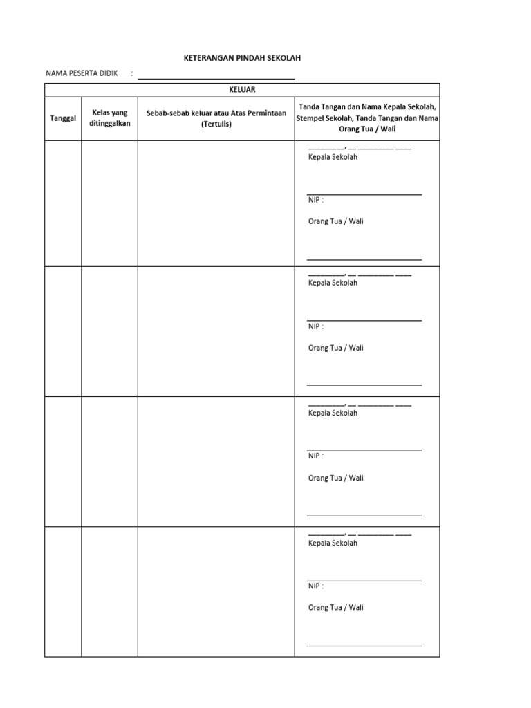 Format Pindah Keluar | PDF