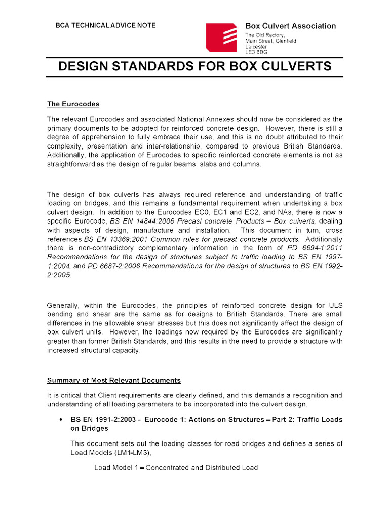 Box Culvert Design Standards UE | PDF